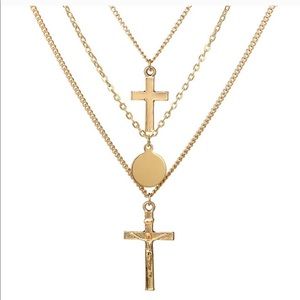 Jewelry | Gold Layered Double Cross Coin Necklace Set | Poshmark